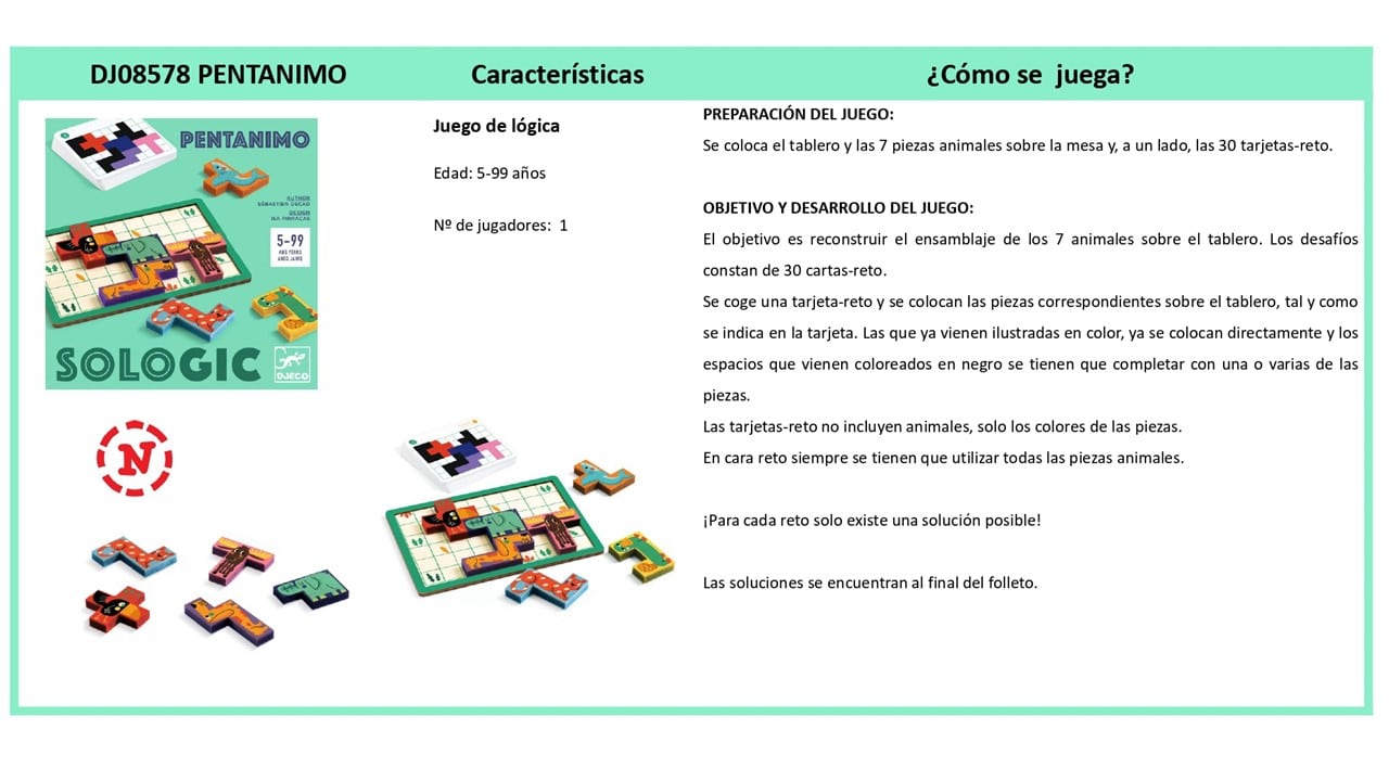 Sologic Pentanimo – Juego de lógica y deducción con animales – Djeco ...